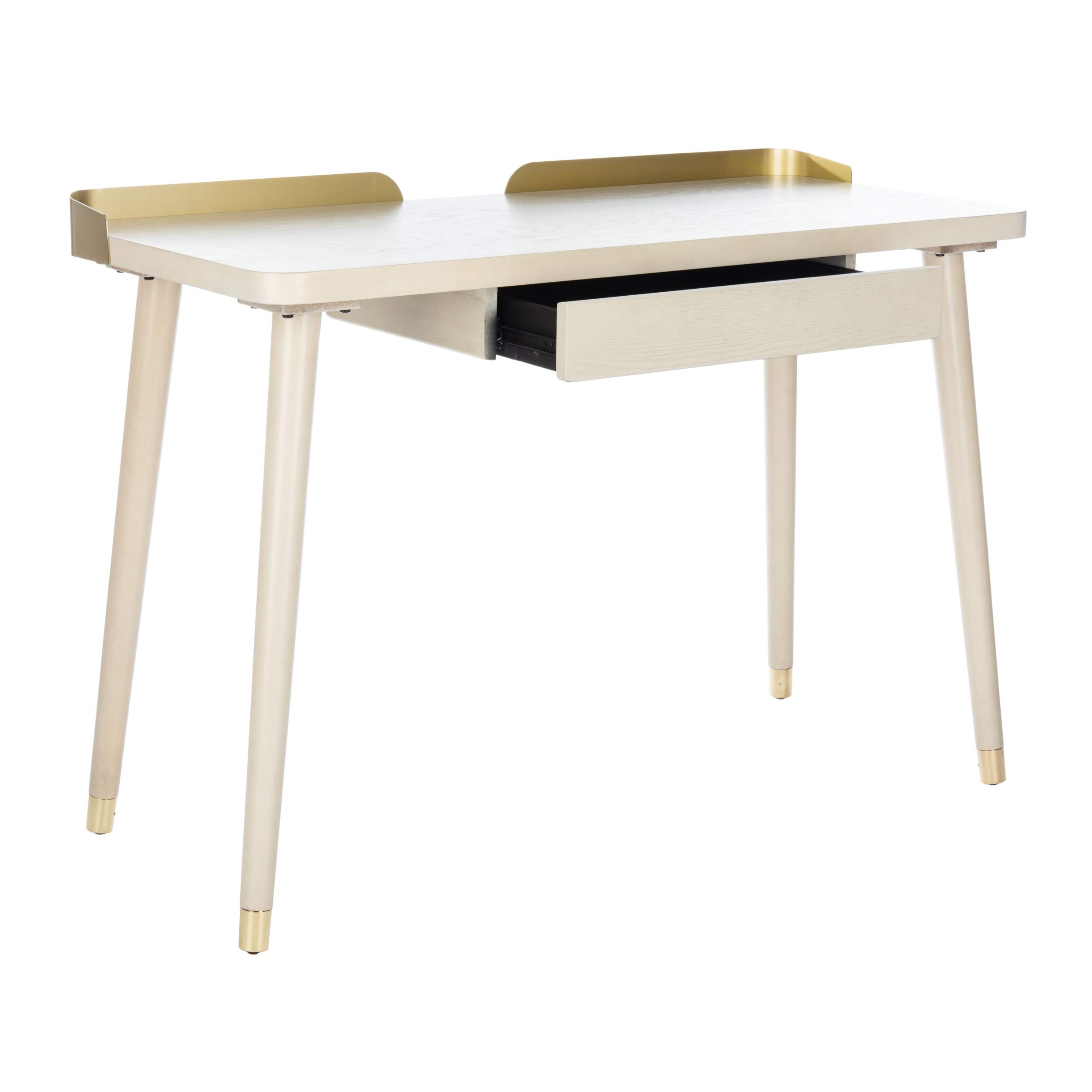 Safavieh Home Office Parker Modern White Washed and Gold 1-drawer Desk