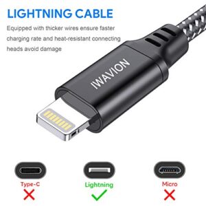 IWAVION iPhone Charger Cable, 4pack 3ft/1m Lightning Cable Nylon Braided MFi Certified iPhone Cable USB Sync Cord Fast iPhone Charging Cable for iPhone Xs Max X XR 8 7 6s 6 Plus SE 5, iPad Mini/Air