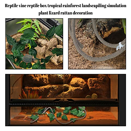 PIVBY Bearded Dragon Accessories Lizard Habitat Hammock Flexible Reptile Jungle Vines Leaves Decor with Suction Cups for Climbing, Chameleon, Lizards, Gecko, Snakes