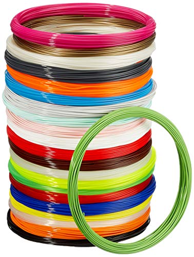 Amazon Basics PLA 3D Printer Filament, 1.75mm, 22 Assorted Colors, 1.25 kg