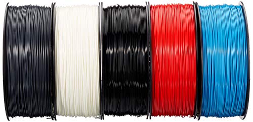 Amazon Basics ABS 3D Printer Filament, 1.75mm, 5 Assorted Colors, 1 kg per Spool, 5 Spools