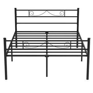 HAAGEEP Metal Platform Full Size Bed Frame with Headboard and Footboard 18 Inch Tall No Box Spring Needed Double Bedframe Storage