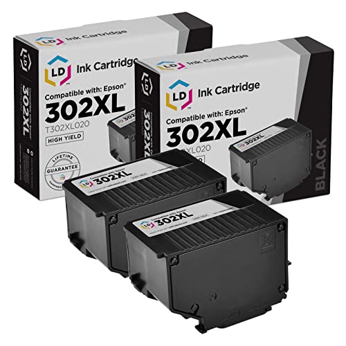 LD Products Remanufactured Ink Cartridge Replacements for Epson 302XL T302XL020 High Yield (Black, 2-Pack)