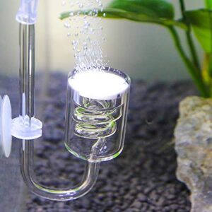 Senzeal Aquarium CO2 Diffuser Spiral Glass CO2 Diffuser Atomizer with Suction Cup for Fish Tank