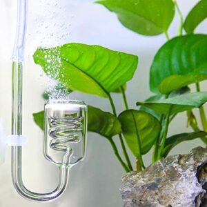 Senzeal Aquarium CO2 Diffuser Spiral Glass CO2 Diffuser Atomizer with Suction Cup for Fish Tank