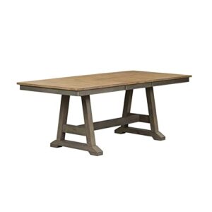 lindsey farm light gray 5 piece trestle table set