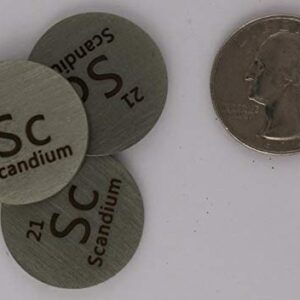 Scandium (Sc) 24.26mm Metal Disc 99.9% Pure for Collection or Experiments