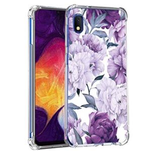 Leychan for Samsung Galaxy A10E case, Slim Flexible TPU for Girls Women Airbag Bumper Shock Absorption Rubber Soft Silicone Case Cover Fit for Samsung Galaxy A10E (Purple Flower)