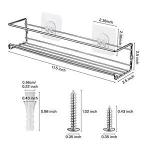 X-Chef Spice Rack Wall Mount, 4 Hanging Spice Racks Spice Organizers for Cabinet Pantry Door, Kitchen Cupboard, Seasoning Storage Spice Shelf, Chrome Finished