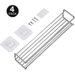 X-Chef Spice Rack Wall Mount, 4 Hanging Spice Racks Spice Organizers for Cabinet Pantry Door, Kitchen Cupboard, Seasoning Storage Spice Shelf, Chrome Finished