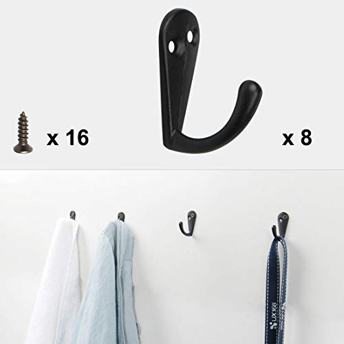 uxcell 8pcs Robe Hook Metal Vintage Design Wall-Mounted Hooks Keys Towel Wall Clasp Bathroom Hanger w Screws