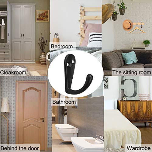 uxcell 8pcs Robe Hook Metal Vintage Design Wall-Mounted Hooks Keys Towel Wall Clasp Bathroom Hanger w Screws