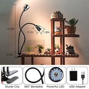 Juhefa Grow Light for Indoor Plants Growing, Gooseneck Clip-on Plant Lamp for Seedlings Succulents Seed Starting,3 Modes & 10-Level Brightness with Timer 3 9 12 Hrs