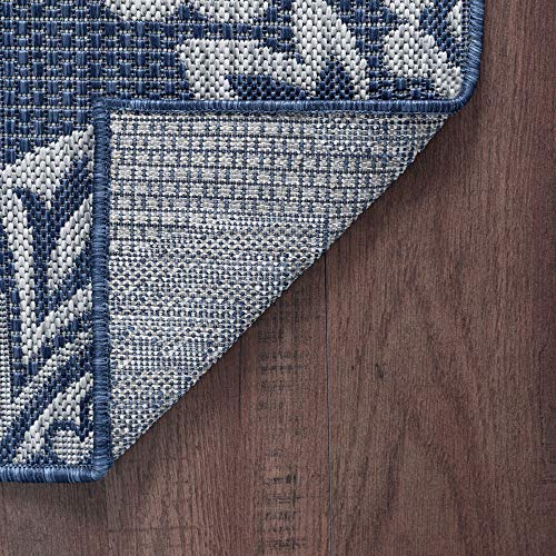 Navy Jute Water Resistant Large Indoor Outdoor Rug 5x7 for Patio Entryway Deck Garden Outside Porch Hallway Entry Way Area - Waterproof Living Room Bedroom Kitchen Carpet Alfombras para Exteriores