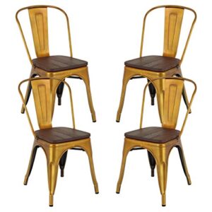 brage living vienna elmwood top 18" metal chair set (set of 4)