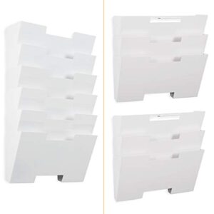 Wallniture Lisbon 13" Wall File Holder Organizer for Office Organization and Storage, 6-Tier Magazine Holder Metal White