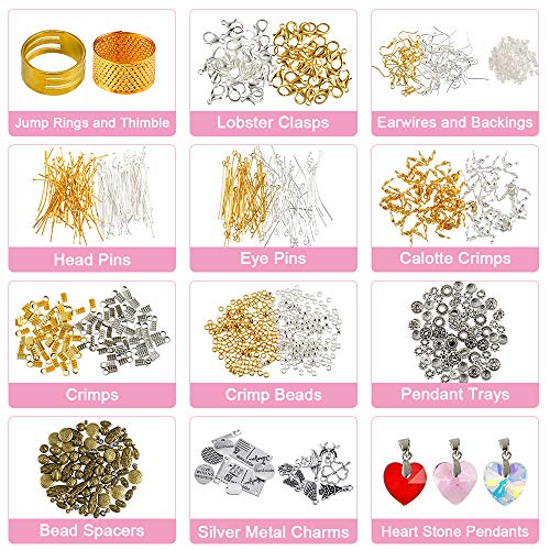 PP OPOUNT 2035 PCS Jewelry Making Supplies, Jewelry Making Kit with Jewelry Beads, Charms, Findings, Jewelry Pliers, Beading Wire for Necklace Bracelet, Earrings Making and Repairing