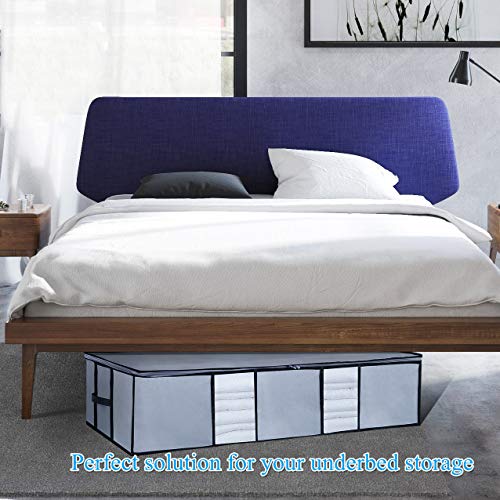 Under-bed Storage Bags [3-Pack] Large Capacity Storage Container Organizers| Folding Under Bed Storage Containers with Reinforced Zipper and Handles, Storage Containers for Comforter, Beding, Blanket, Clothing, Shoe