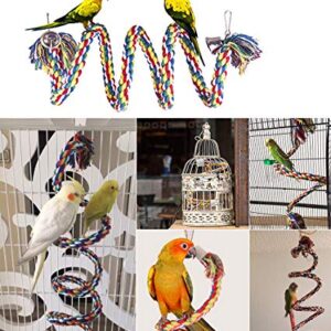 GINXIA Parrot Rope Perch Cotton Rope Bird Perch with Bell Climbing Stand Bar Bird Bungee Toy Parrot Chew Toys (43")