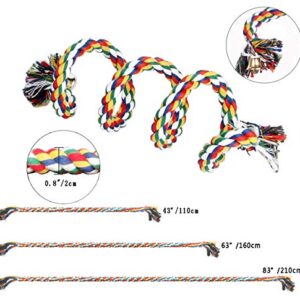 GINXIA Parrot Rope Perch Cotton Rope Bird Perch with Bell Climbing Stand Bar Bird Bungee Toy Parrot Chew Toys (43")