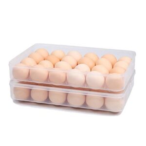 starslife egg holder for refrigerator with lid, covered eggs tray carrier food storage containers, plastic stackable organizer case protect and keep fresh for fridge , total stores 48 eggs (pack of 2)