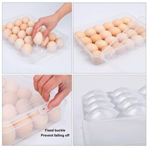 STARSLIFE Egg Holder for Refrigerator with Lid, Covered Eggs Tray Carrier Food Storage Containers, Plastic Stackable Organizer Case Protect and Keep Fresh for Fridge , Total Stores 48 eggs (Pack of 2)