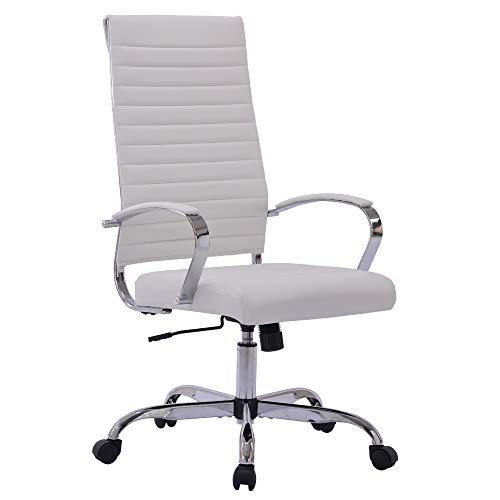 Sidanli White Computer Chair, Modern Desk Chair Conference Chairs with Faux Leather