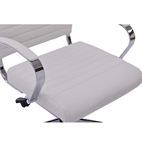 Sidanli White Computer Chair, Modern Desk Chair Conference Chairs with Faux Leather