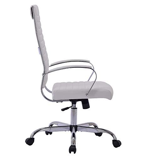 Sidanli White Computer Chair, Modern Desk Chair Conference Chairs with Faux Leather