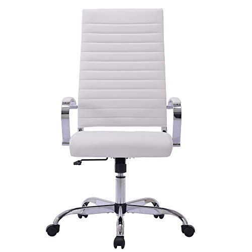 Sidanli White Computer Chair, Modern Desk Chair Conference Chairs with Faux Leather