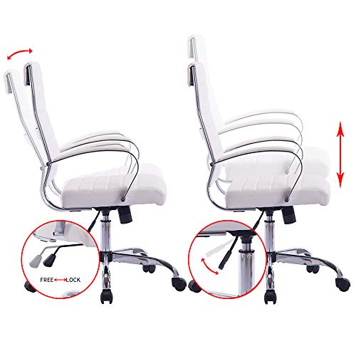 Sidanli White Computer Chair, Modern Desk Chair Conference Chairs with Faux Leather