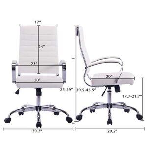 Sidanli White Computer Chair, Modern Desk Chair Conference Chairs with Faux Leather