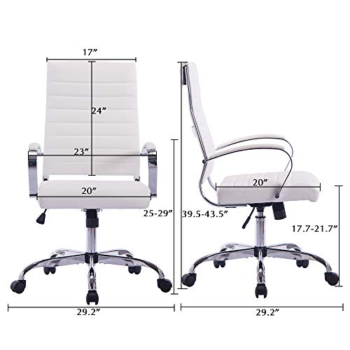 Sidanli White Computer Chair, Modern Desk Chair Conference Chairs with Faux Leather