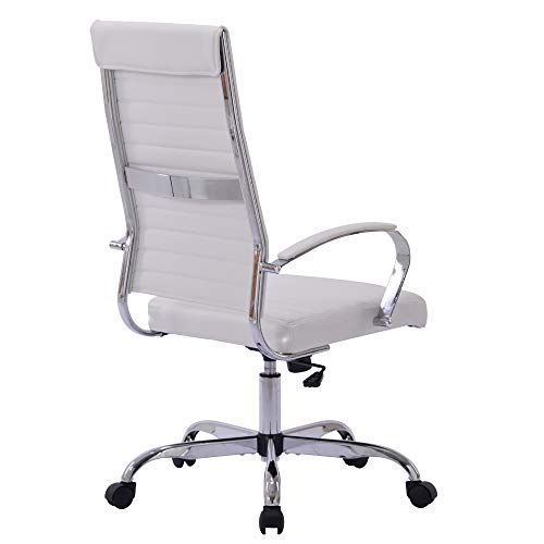 Sidanli White Computer Chair, Modern Desk Chair Conference Chairs with Faux Leather