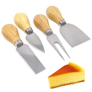 Honbay 4PCS Set Travel Stainless Steel Cheese Knives Cheese Slicers Cheese Cutters Cheese Knives with Wood Handle for Cheese Butter Formaggio (4.7 Inch)