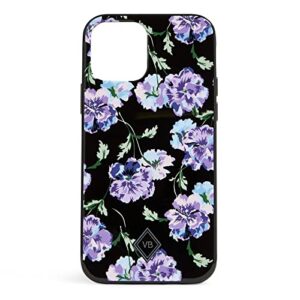 vera bradley women's protective iphone phone case (fits multiple models), floating plum pansies, iphone 12/12 pro