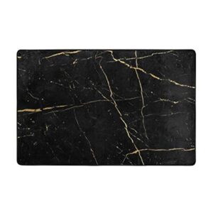 Bedroom Living Room Kitchen King Size Kitchen Rugs Home Decor - Black Gold Marble Floor Mat Doormats Quick Dry Throw Bath Rugs Exercise Mat Throw Rugs Carpet