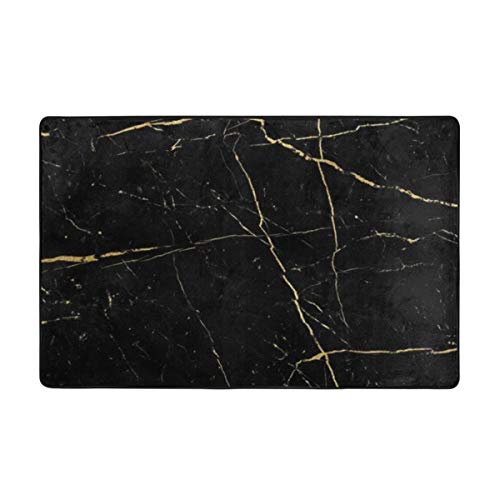 Bedroom Living Room Kitchen King Size Kitchen Rugs Home Decor - Black Gold Marble Floor Mat Doormats Quick Dry Throw Bath Rugs Exercise Mat Throw Rugs Carpet