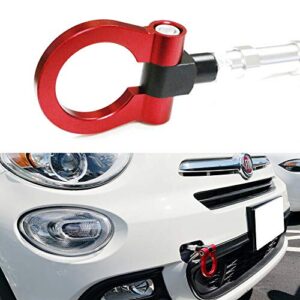 luyao aluminum tow hook ring for 2016-up fiat 500x only sports red track racing style