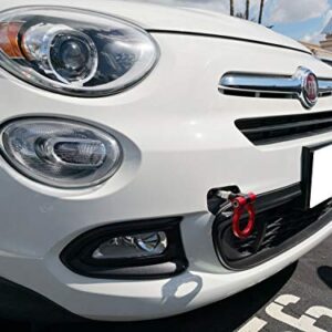 Luyao Aluminum Tow Hook Ring for 2016-up Fiat 500X ONLY Sports Red Track Racing Style