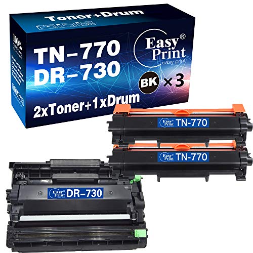 EASYPRINT (2xToner+1xDrum) Compatible TN-770 TN770 Toner Cartridges & DR-730 DR730 Drum Unit Used for HL-L2370DW L2370DWXL MFC-L2750DW L2750DWXL, (2-Pack Toner with 1-Pack Drum, Total 3-Pack)