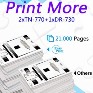 EASYPRINT (2xToner+1xDrum) Compatible TN-770 TN770 Toner Cartridges & DR-730 DR730 Drum Unit Used for HL-L2370DW L2370DWXL MFC-L2750DW L2750DWXL, (2-Pack Toner with 1-Pack Drum, Total 3-Pack)