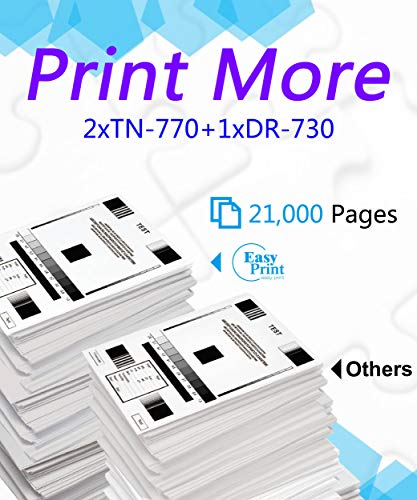 EASYPRINT (2xToner+1xDrum) Compatible TN-770 TN770 Toner Cartridges & DR-730 DR730 Drum Unit Used for HL-L2370DW L2370DWXL MFC-L2750DW L2750DWXL, (2-Pack Toner with 1-Pack Drum, Total 3-Pack)