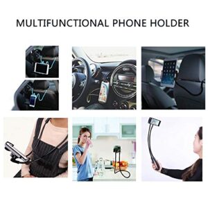 Golden^Li Lazy Cell Phone Mount Hanging on Neck, Flexible Long Arms Mobile Phone Stand, Free Rotating Cell Phone Holder Clip Bracket for Desk Bed, Bike and Motorcycle (White)