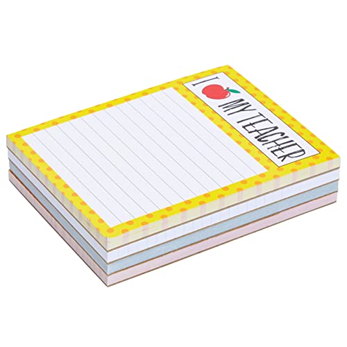 Paper Junkie 4-Pack Teacher Notepad Sets for Classroom Gifts, Professor Appreciation, School Supplies, 50 Sheets Per Memo Pad, 200 Sheets Total, 4 Motivational Designs (4x5 in)