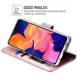 ERAGLOW Galaxy A10E Wallet Case, Premium PU Leather Flip Cover with Card Slots & Kickstand - Rose Gold