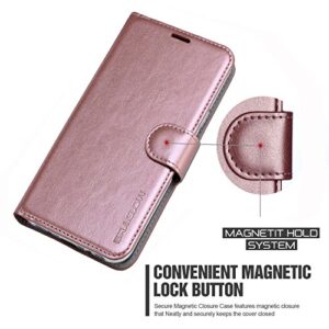 ERAGLOW Galaxy A10E Wallet Case, Premium PU Leather Flip Cover with Card Slots & Kickstand - Rose Gold