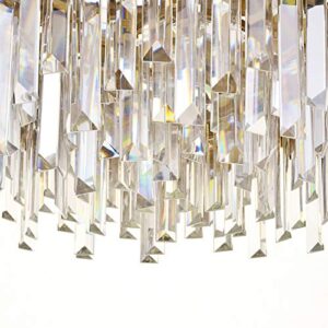 A1A9 Modern Round Crystal Chandelier Lights Luxury Pendant Ceiling Light Contemporary Raindrop Chandeliers Lighting Fixture for Dining Living Room Kitchen Island Bedroom Foyer Hallway (Antique Gold)