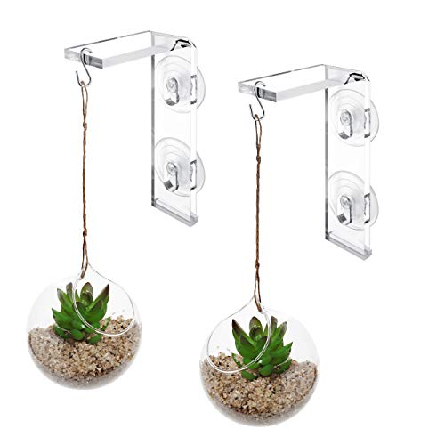 2-Pack Suction Cup Window Hanger – Hang Plants Indoors or Outdoors, Convenient Window Hanger for Bird Feeders,, Ornaments and Wind Chimes - Strong Suction Cups, Made From Weather-Resistant Acrylic