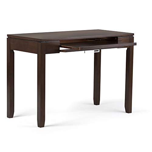 SIMPLIHOME Cosmopolitan SOLID WOOD Contemporary Modern 42 inch Wide Home Office Desk, Writing Table, Workstation, Study Table Furniture in Russet Brown